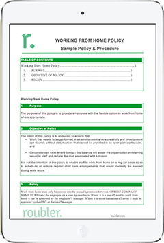 Working from Home Policy Template Roubler New Zealand Resources
