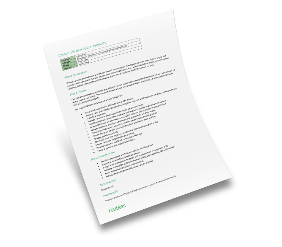 Job Description Cashier